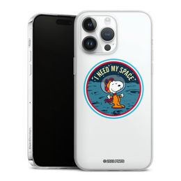 DeinDesign iPhone 14 Pro Max Handy Slim Case Silikon Handyh&uuml;lle transparent H&uuml;lle extra d&uuml;nn Peanuts Weltall Snoopy Silikon Slim Case
