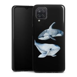 DeinDesign Galaxy A12 Handy Silikon H&uuml;lle Case schwarz Handyh&uuml;lle Water Colour Ocean Wale