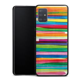 DeinDesign Galaxy A51 Handy Hard Case Schutzh&uuml;lle schwarz Smartphone Backcover Water Colour Stripes Colourful Hard Case