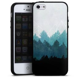 DeinDesign iPhone SE (2016-2019) Handy Silikon H&uuml;lle Case schwarz Handyh&uuml;lle Forrest Abstract Tree