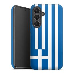 DeinDesign Galaxy S25 FE Handy Panzer Handyh&uuml;lle robuste Outdoor H&uuml;lle Schutzh&uuml;lle matt Flag Greece Tough Case