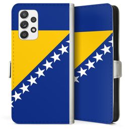 DeinDesign Galaxy A52s 5G Handy Klapph&uuml;lle Handyh&uuml;lle aus Kunst Leder wei&szlig; Flip Case Bosnia Flag Sideflip mit Lasche