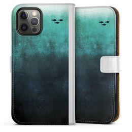 DeinDesign iPhone 12 Pro Max Handy Klapph&uuml;lle Handyh&uuml;lle aus Kunst Leder wei&szlig; Flip Case Fish Water Turquoise Sideflip mit Lasche