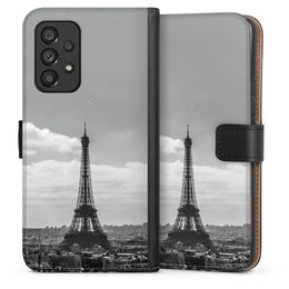 DeinDesign Galaxy A53 5G Handy Klapph&uuml;lle Handyh&uuml;lle aus Kunst Leder schwarz Flip Case Eiffeltour Paris France Sideflip mit langer Lasche