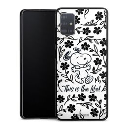 DeinDesign Galaxy A51 Handy Hard Case Schutzh&uuml;lle schwarz Smartphone Backcover Peanuts Flowers Snoopy Hard Case