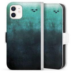 DeinDesign iPhone 12 mini Handy Klapph&uuml;lle Handyh&uuml;lle aus Kunst Leder wei&szlig; Flip Case Fish Water Turquoise Sideflip mit Lasche