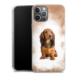 DeinDesign iPhone 12 Pro Max Handy Slim Case Silikon Handyh&uuml;lle transparent H&uuml;lle extra d&uuml;nn Dog Dachshund Pet Silikon Slim Case