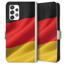 DeinDesign Galaxy A52s 5G Handy Klapph&uuml;lle Handyh&uuml;lle aus Kunst Leder wei&szlig; Flip Case Germany Flags Flag Sideflip mit Lasche