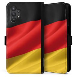 DeinDesign Galaxy A32 5G Handy Klapph&uuml;lle Handyh&uuml;lle aus Kunst Leder schwarz Flip Case Flags Flag Germany Sideflip mit langer Lasche