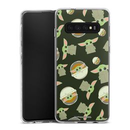 DeinDesign Galaxy S10 Plus Handy Silikon H&uuml;lle Case transparent Handyh&uuml;lle Official Licensed Product Star Wars Muster Baby Yoda Silikon Case