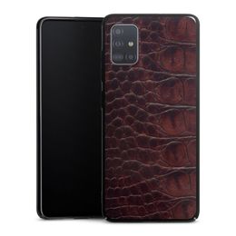 DeinDesign Galaxy A51 Handy Hard Case Schutzh&uuml;lle schwarz Smartphone Backcover Leather Crocodile Animal Print Hard Case