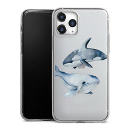 DeinDesign iPhone 11 Pro Handy Slim Case Silikon Handyh&uuml;lle transparent H&uuml;lle extra d&uuml;nn Wale Water Colour Ocean Silikon Slim Case