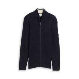 Tom Tailor Herren Strickjacke mit Strukturmix, blau, Meliert, Gr. XL
