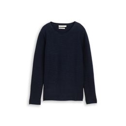 Tom Tailor Damen Strickpullover mit Rundhalsausschnitt, blau, Uni, Gr. M