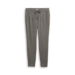 Tom Tailor Damen Loose Slim Jacquard Hose mit Kordelzug, schwarz, Gemustert, Gr. 36/32