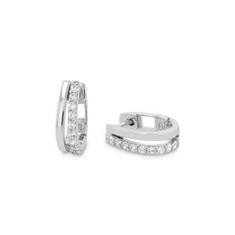 Tom Tailor Damen Creolen Silber 925 - Stein Zirkonia wei&szlig;, silber, Gr. ONESIZE