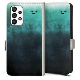 DeinDesign Galaxy A53 5G Handy Klapph&uuml;lle Handyh&uuml;lle aus Kunst Leder wei&szlig; Flip Case Fish Water Turquoise Sideflip mit Lasche