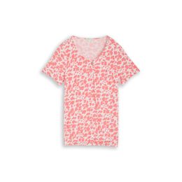 Tom Tailor Damen Crinkle T-Shirt mit Muster, rosa, Gemustert, Gr. XXL