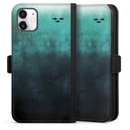 DeinDesign iPhone 11 Handy Klapph&uuml;lle Handyh&uuml;lle aus Kunst Leder schwarz Flip Case Turquoise Water Fish Sideflip mit Lasche