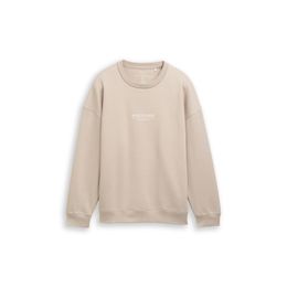 Tom Tailor Denim Herren Relaxed Sweatshirt mit Logo-Print, grau, Uni, Gr. L