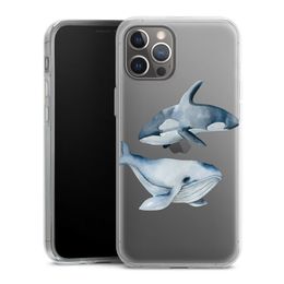 DeinDesign iPhone 12 Pro Max Handy Silikon H&uuml;lle Case transparent Handyh&uuml;lle Wale Water Colour Ocean Silikon Case