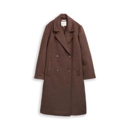 Tom Tailor Denim Damen Loose Fit Wollmantel, braun, Uni, Gr. M