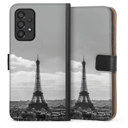 DeinDesign Galaxy A33 5G Handy Klapph&uuml;lle Handyh&uuml;lle aus Kunst Leder schwarz Flip Case Eiffeltour Paris France Sideflip mit langer Lasche