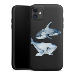 DeinDesign iPhone 11 Handy Premium Silikon H&uuml;lle Handyh&uuml;lle schwarz Case Wale Water Colour Ocean Silikon Premium Case