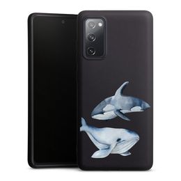 DeinDesign Galaxy S20 FE 5G Handy Premium Silikon H&uuml;lle Handyh&uuml;lle schwarz Case Wale Water Colour Ocean Silikon Premium Case