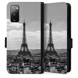 DeinDesign Galaxy S20 Handy Klapph&uuml;lle Handyh&uuml;lle aus Kunst Leder schwarz Flip Case France Paris Eiffeltour Sideflip mit Lasche