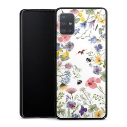 DeinDesign Galaxy A51 Handy Hard Case Schutzh&uuml;lle schwarz Smartphone Backcover Flowers Bee Muster Hard Case