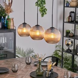 hofstein Koyoto H&auml;ngeleuchte Glas 20 cm Bernsteinfarben, 3-flammig