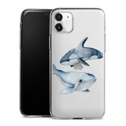 DeinDesign iPhone 11 Handy Slim Case Silikon Handyh&uuml;lle transparent H&uuml;lle extra d&uuml;nn Wale Water Colour Ocean Silikon Slim Case