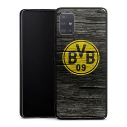 DeinDesign Galaxy A51 Handy Hard Case Schutzh&uuml;lle schwarz Smartphone Backcover Wooden Look Bvb Borussia Dortmund Hard Case