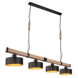 Globo RIELLY H&auml;ngeleuchte Holzoptik, Schwarz, 4-flammig