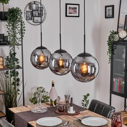 hofstein Gastor H&auml;ngeleuchte Glas 25 cm Schwarz, 3-flammig