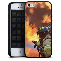 DeinDesign iPhone SE (2016-2019) Handy Silikon H&uuml;lle Case schwarz Handyh&uuml;lle Fire Fighter Fire Fighters Life Saver