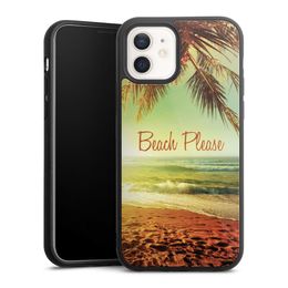 DeinDesign iPhone 12 Handy Gallery Case Handyh&uuml;lle 9H Geh&auml;rtetes Glas R&uuml;ckseite H&uuml;lle Palm Tree Urlaub Beach Gallery Case