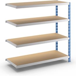 eurokraft basic Gro&szlig;fach-Steckregal, blau/grau, HxBxT 1508 x 1525 x 600 mm, Spanplattenb&ouml;den, Anbauregal