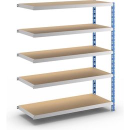 eurokraft basic Gro&szlig;fach-Steckregal, blau/grau, HxBxT 1820 x 1525 x 600 mm, Spanplattenb&ouml;den, Anbauregal