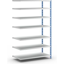 eurokraft basic Gro&szlig;fach-Steckregal, blau/grau, HxBxT 2522 x 1525 x 700 mm, Stahlblechb&ouml;den, Anbauregal