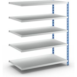 eurokraft basic Gro&szlig;fach-Steckregal, blau/grau, HxBxT 1820 x 1525 x 800 mm, Stahlblechb&ouml;den, Anbauregal