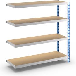 eurokraft basic Gro&szlig;fach-Steckregal, blau/grau, HxBxT 1508 x 1525 x 500 mm, Spanplattenb&ouml;den, Anbauregal
