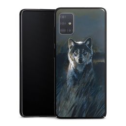 DeinDesign Galaxy A51 Handy Hard Case Schutzh&uuml;lle schwarz Smartphone Backcover Wolf Painting Nature Hard Case