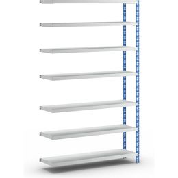 eurokraft basic Gro&szlig;fach-Steckregal, blau/grau, HxBxT 2522 x 1525 x 400 mm, Stahlblechb&ouml;den, Anbauregal