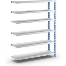 eurokraft basic Gro&szlig;fach-Steckregal, blau/grau, HxBxT 1976 x 1525 x 400 mm, Stahlblechb&ouml;den, Anbauregal