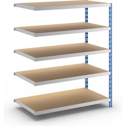 eurokraft basic Gro&szlig;fach-Steckregal, blau/grau, HxBxT 1820 x 1525 x 800 mm, Spanplattenb&ouml;den, Anbauregal