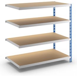 eurokraft basic Gro&szlig;fach-Steckregal, blau/grau, HxBxT 1508 x 1525 x 800 mm, Spanplattenb&ouml;den, Anbauregal