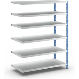eurokraft basic Gro&szlig;fach-Steckregal, blau/grau, HxBxT 1976 x 1525 x 700 mm, Stahlblechb&ouml;den, Anbauregal