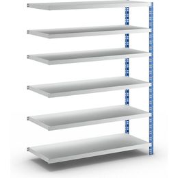 eurokraft basic Gro&szlig;fach-Steckregal, blau/grau, HxBxT 1976 x 1525 x 600 mm, Stahlblechb&ouml;den, Anbauregal